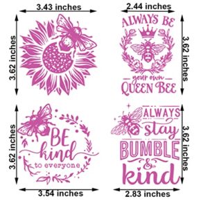 Alinacutle Silkscreen Stencil,Reusable Self-Adhesive Silk Screen Printing, BEE Kind Sentiments for Home Decor/Printing on Wood / Fabric / Wall/Cup/Plate/Glass/Paper,8 x 8“ (Bee Pattern)