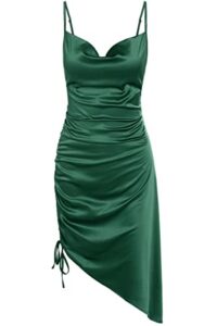 zaful women’s cocktail dresses asymmetric satin dress cowl front midi dress split silk dress valentines day dresses l