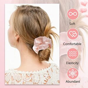 6 Pieces Satin Silk Scrunchies for Hair Pink Silk Scrunchies for Women Girls Elastic Silk Ponytail Holders Cute Big Hair Ties Hair Accessories No Hurt Your Hair, Pink Series