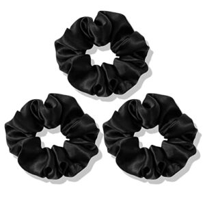 olesilk 100% silk-scrunchie for women, silk hair scrunchies for curly hair, silk hair ties, elastics ponytail holder, 3 piece