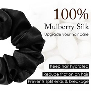 OLESILK 100% Silk-Scrunchie for Women, Silk Hair Scrunchies for Curly Hair, Silk Hair Ties, Elastics Ponytail Holder, 3 Piece