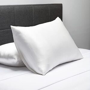 Fishers Finery 19mm 100% Pure Mulberry Silk Pillowcase, Good Housekeeping Quality Tested (White, S)