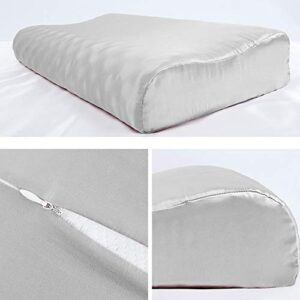 Cozysilk Silk Pillowcase for Memory Foam Pillow, Pure Mulberry Silk Pillow Case for Cervical Pillow, Smooth Silk Pillow Cover for Contour Pillow (Wave Shape 20 x 12.5 inch, White)