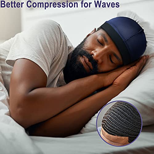 Selalu 4Pcs Wave Cap, Silk Stocking Wave Caps for 360 Waves, Good Compression Over Silky Durag for Men, Large Size Stain Caps Suitable for Adult Wave