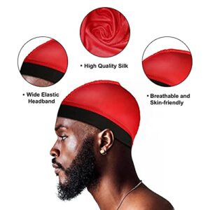 Selalu 4Pcs Wave Cap, Silk Stocking Wave Caps for 360 Waves, Good Compression Over Silky Durag for Men, Large Size Stain Caps Suitable for Adult Wave