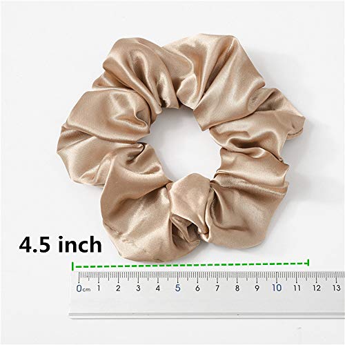 6 Pcs Satin Silk Hair Scrunchies Soft Hair Ties Fashion Hair Bands Hair Bow Ropes Hair Elastic Ponytail Holders Hair Accessories for Women and Girls (4.5 inch, Classic color)