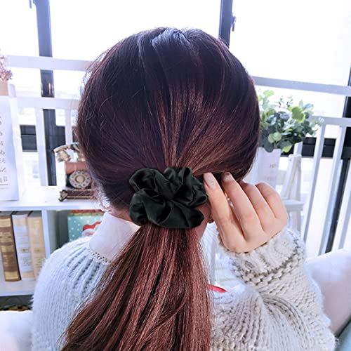 6 Pcs Satin Silk Hair Scrunchies Soft Hair Ties Fashion Hair Bands Hair Bow Ropes Hair Elastic Ponytail Holders Hair Accessories for Women and Girls (4.5 inch, Classic color)