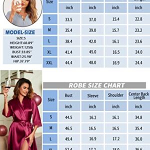 Ekouaer Womens Silk Nightwear Lingerie Nightgown Lace Pajamas Set with Robe Satin Cami Nightdress