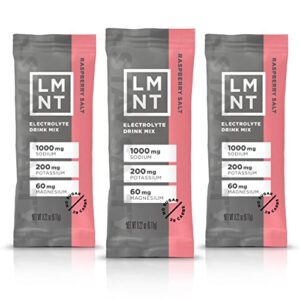 lmnt keto electrolyte powder packets | paleo hydration powder | no sugar, no artificial ingredients | raspberry salt | 30 stick packs