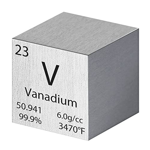 Tungsten Cube Metal Density Cubes Pure Metal High Density Element Cube for Element Collections Lab Experiment Material Hobbies Heavy Small Objects Experience (Vanadium, 1 Inch)