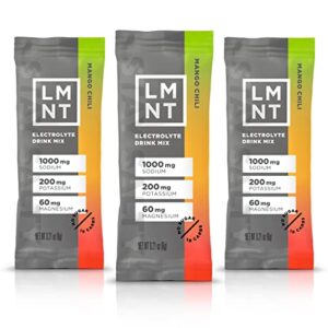 lmnt keto electrolyte powder packets | paleo hydration powder | no sugar, no artificial ingredients | mango chili | 30 stick packs