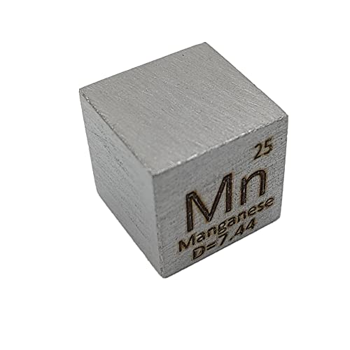 Pure Metal Manganese 10mm Density Mn 99.97% Cube for Element Collections Lab Experiment Material Hobbies Simple Substance Block Display DIY