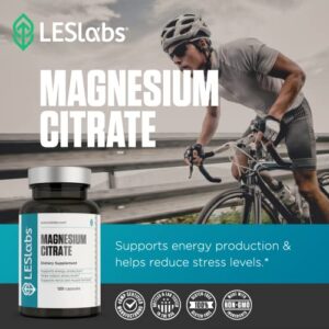 LES Labs Magnesium Citrate – Stress Relief, Restful Sleep, Heart Health, Metabolism, Nerve & Muscle Function – 750mg – Non-GMO Supplement – 120 Capsules