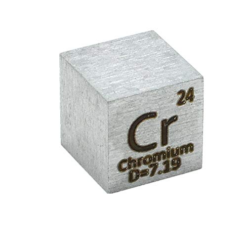 Pure Metal Chromium 10mm Density Cr Cube for Element Collections Lab Experiment Material Hobbies Simple Substance Block Display DIY