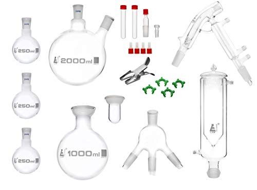 Short Path Distillation Set, 21 Piece - ASTM Type I, Class A - Borosilicate 3.3 Glass - Glassware Only - Eisco Labs