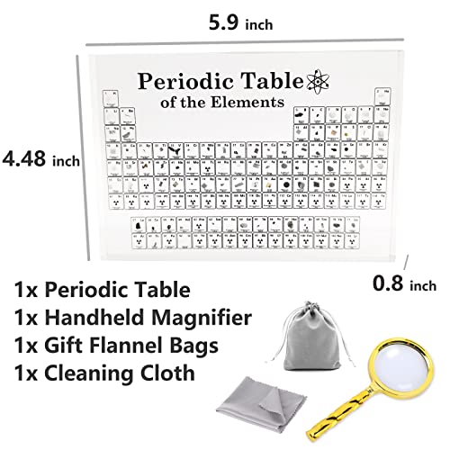 Periodic Table with Real Elements Inside, Periodic Table with Real Elements, Element Sample, for Students Teachers Chemists Christmas Gifts Real Elements 4PCS