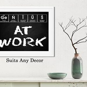 Genius At Work Periodic Table of Elements Print, 14"x11" Unframed Funny Science Poster, Chemistry Art Ideal for Science Lab, Teen Bedroom, Dorm Room or Home Decor