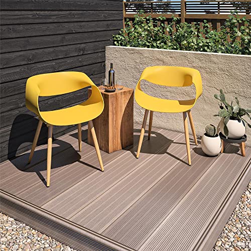 COSCO Outdoor/Indoor Resin Ribbon Chair, 2-Pack, Yellow