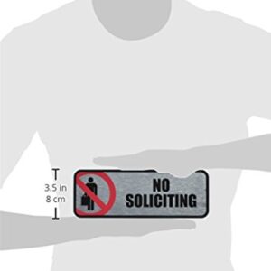 COSCO Business Sign, Brushed Metallic, NO SOLICITING, 9" x 3" (098208)