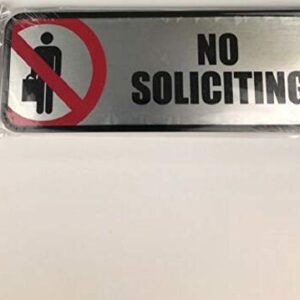 COSCO Business Sign, Brushed Metallic, NO SOLICITING, 9" x 3" (098208)