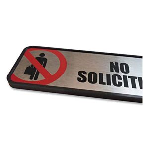 COSCO Business Sign, Brushed Metallic, NO SOLICITING, 9" x 3" (098208)