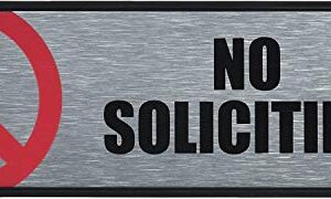 COSCO Business Sign, Brushed Metallic, NO SOLICITING, 9" x 3" (098208)