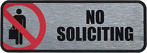 COSCO Business Sign, Brushed Metallic, NO SOLICITING, 9" x 3" (098208)