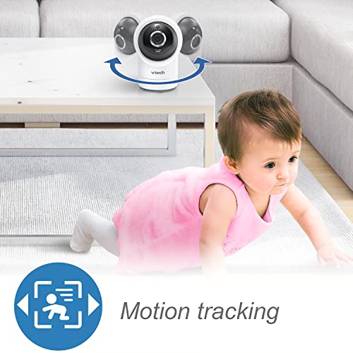 VTech RM5764-2HD 1080p Smart WiFi Remote Access 2 Camera BabyMonitor, 360° Pan & Tilt, 5" 720p HD Display, Night Vision, Soothing Sounds, 2-Way Talk, Temperature & Motion Detection, iOS & Android