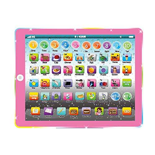 Wenbeier Kids Tablet Learning Pad Toddler Tablet with ABC Word Song Music Number Electronic Interactive Toy for Educational Preschool Boys & Girls 3-8 Years Old