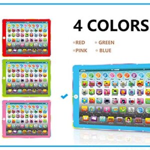 Wenbeier Kids Tablet Learning Pad Toddler Tablet with ABC Word Song Music Number Electronic Interactive Toy for Educational Preschool Boys & Girls 3-8 Years Old