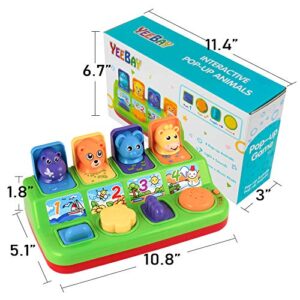 YEEBAY Interactive Pop Up Animals Toy with Music, Animal Sound, Activity Toys for Ages 9 - 12 - 18 Months &1 Year Old Kids, Babies, Toddlers, Boys & Girls