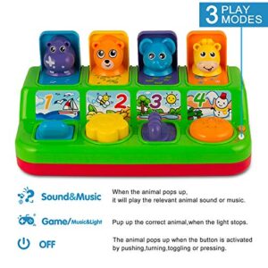 YEEBAY Interactive Pop Up Animals Toy with Music, Animal Sound, Activity Toys for Ages 9 - 12 - 18 Months &1 Year Old Kids, Babies, Toddlers, Boys & Girls