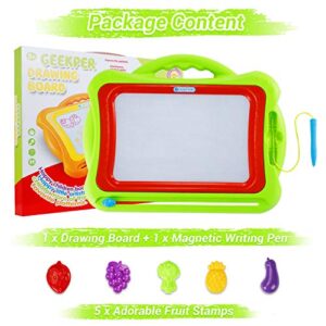 Geekper 16 Inch Magnetic Drawing Board with 5 Stamps, Erasable Writing Painting Drawing Sketch Pad, Toddler Toys for 3+Year Old Girls & Boys