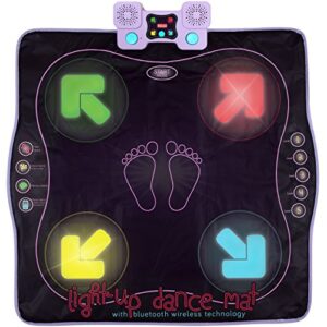 kidzlane light up dance mat for kids | wireless dance mat with wireless bluetooth/aux or built in music | dance game for kids with 4 game modes | dance mats for girls & boys ages 6-12 years & plus