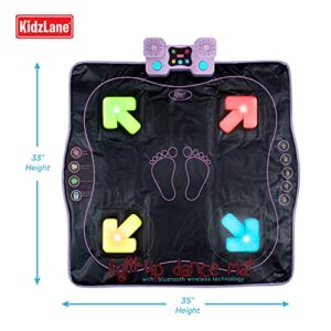 Kidzlane Light Up Dance Mat for Kids | Wireless Dance Mat with Wireless Bluetooth/AUX or Built in Music | Dance Game for Kids with 4 Game Modes | Dance Mats for Girls & Boys Ages 6-12 Years & Plus