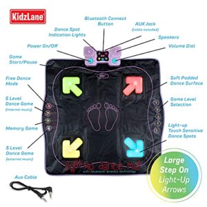 Kidzlane Light Up Dance Mat for Kids | Wireless Dance Mat with Wireless Bluetooth/AUX or Built in Music | Dance Game for Kids with 4 Game Modes | Dance Mats for Girls & Boys Ages 6-12 Years & Plus