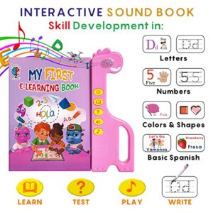 Curious 2 Learn ABC Learning for Toddlers, Busy Book, Speech Therapy, Alphabet Sound Book, Preschool Learning Activities, Letter Tracing, English & Spanish, Educational Toys - Age 3+ Girls / Boys