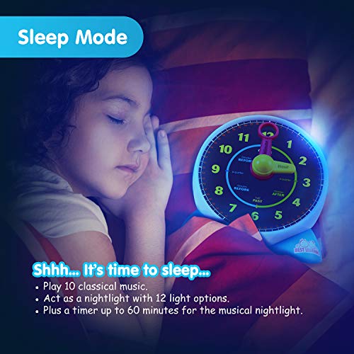 BEST LEARNING Learning Clock - Educational Talking Learn to Tell Time Teaching Light-Up Toy with Quiz and Music Sleep Mode - Toddlers & Kids Ages 3, 4, 5, 6 Years Old Boy and Girl Gift Present