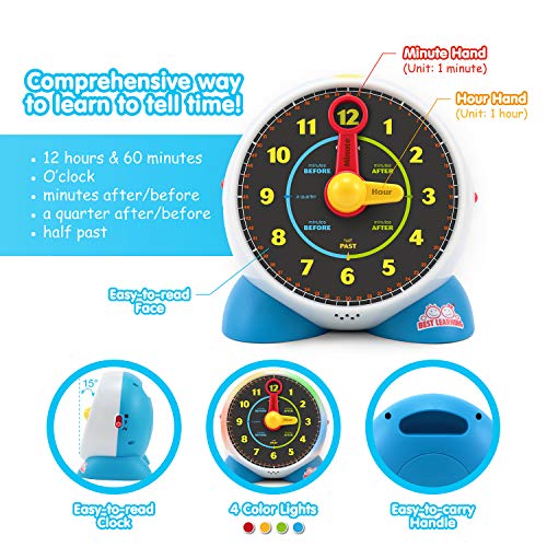 BEST LEARNING Learning Clock - Educational Talking Learn to Tell Time Teaching Light-Up Toy with Quiz and Music Sleep Mode - Toddlers & Kids Ages 3, 4, 5, 6 Years Old Boy and Girl Gift Present