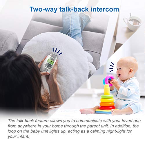 VTech DM221-2 Audio Baby Monitor with up to 1,000 ft of Range, Vibrating Sound-Alert, Talk Back Intercom, Night Light Loop & Two Parent Units, White