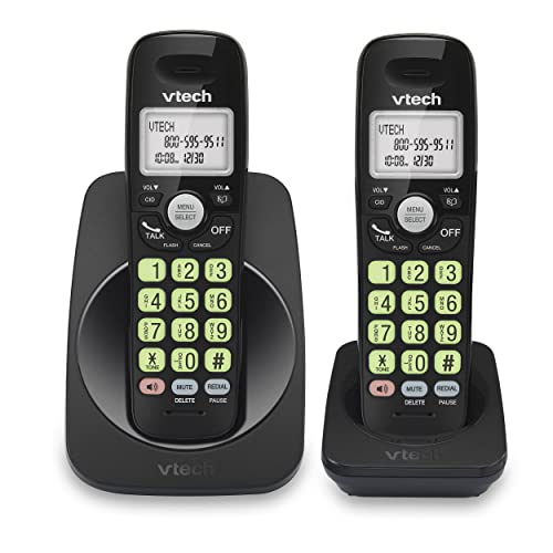 VTECH VG101-21 DECT 6.0 2-Handset Cordless Phone for Home, Blue-White Backlit Display, Backlit Big Buttons, Full Duplex Speakerphone, Caller ID/Call Waiting, Easy Wall Mount, Reliable 1000 ft Range