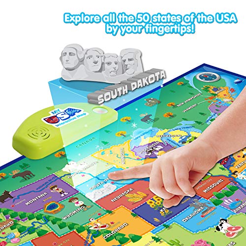 BEST LEARNING i-Poster My USA Interactive Map - Educational Smart Talking US Poster Toy for Kids Boy or Girl Ages 5 to 12 Years | United States Geography Electronic Game Children 5, 6, 7 Gift Present