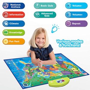 BEST LEARNING i-Poster My USA Interactive Map - Educational Smart Talking US Poster Toy for Kids Boy or Girl Ages 5 to 12 Years | United States Geography Electronic Game Children 5, 6, 7 Gift Present