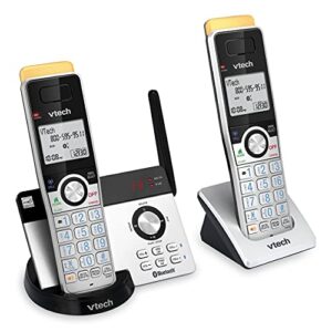 vtech is8121-2 super long range up to 2300 feet dect 6.0 bluetooth 2 handset cordless phone for home with answering machine, call blocking, connect to cell, intercom and expandable to 5 handsets