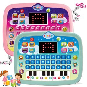 kids tablet toddler learning pad with led screen teach alphabet numbers word music math early development interactive electronic toy for boys & girls 3 years+