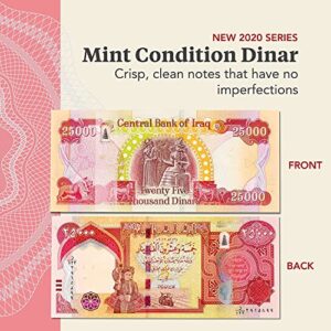 2 x 25,000 New Dinars. Total 50,000 - Authentic Uncirculated Banknotes 25K Dinars