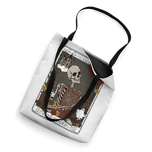 The Reader Tarot Card Skeleton Librarian Witchy Mystical Tote Bag