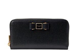 kate spade morgan embellished bow saffiano leather clutch wallet in black