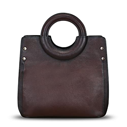 Genuine Leather Satchel for Women Leather Handbag Top Handle Bags Handmade Purse Vintage Tote Bag Crossbody Handbags Hobo Bag (Coffee)