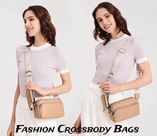 ER.Roulour Small Crossbody Bags for Women with Coin Purse Wide Strap Cell Phone Purse Zipper Shoulder Bag Trendy Designer Camera Handbags